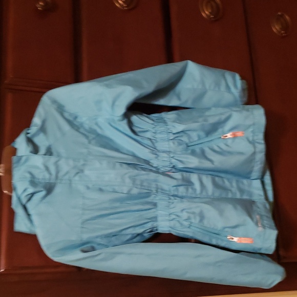 Champion | Jackets & Coats | Teal With Peach Accent Girls Rain Jacket ...